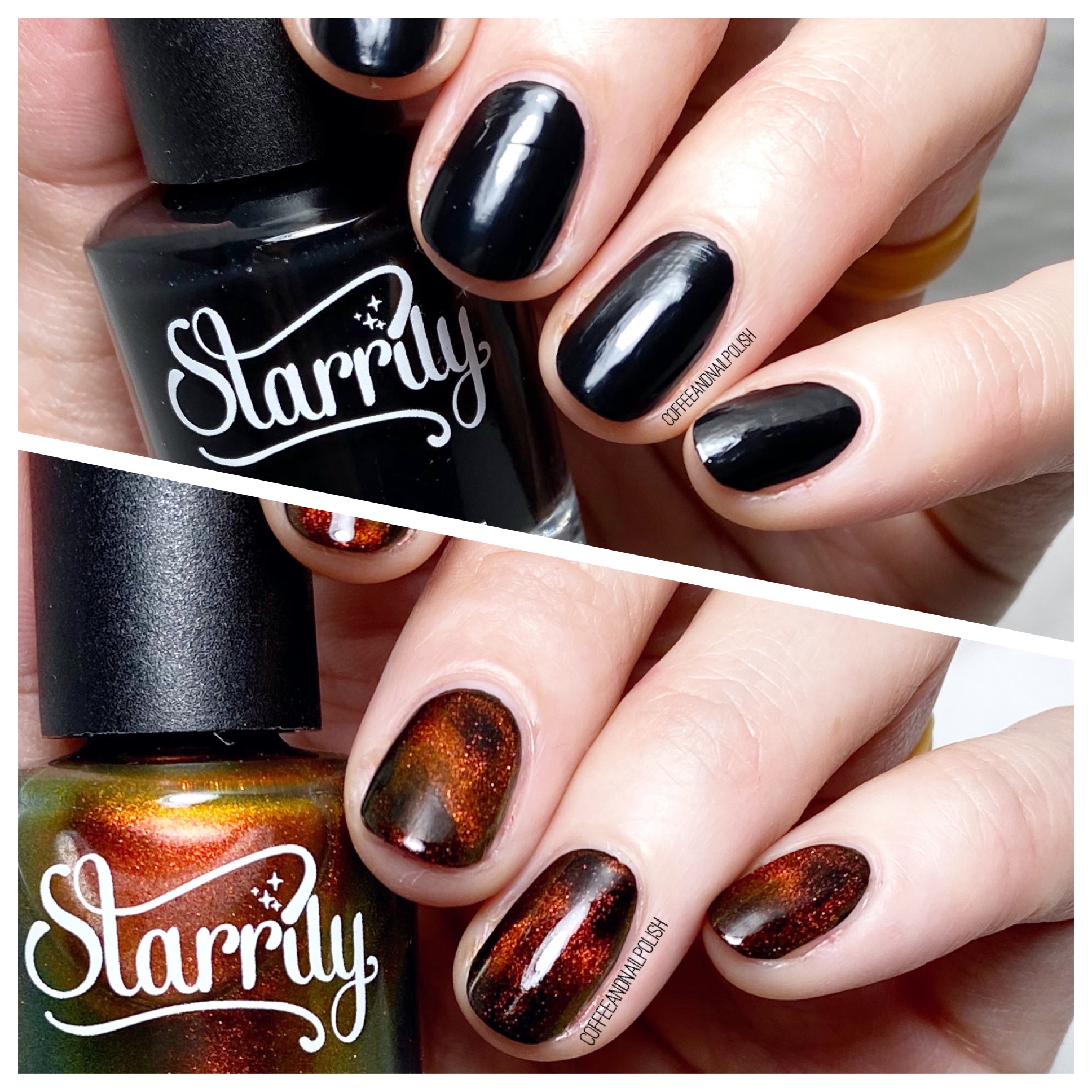 SWATCH SUNDAY — Starrily Nails Vantablack & Magma – Coffee & Nail Polish