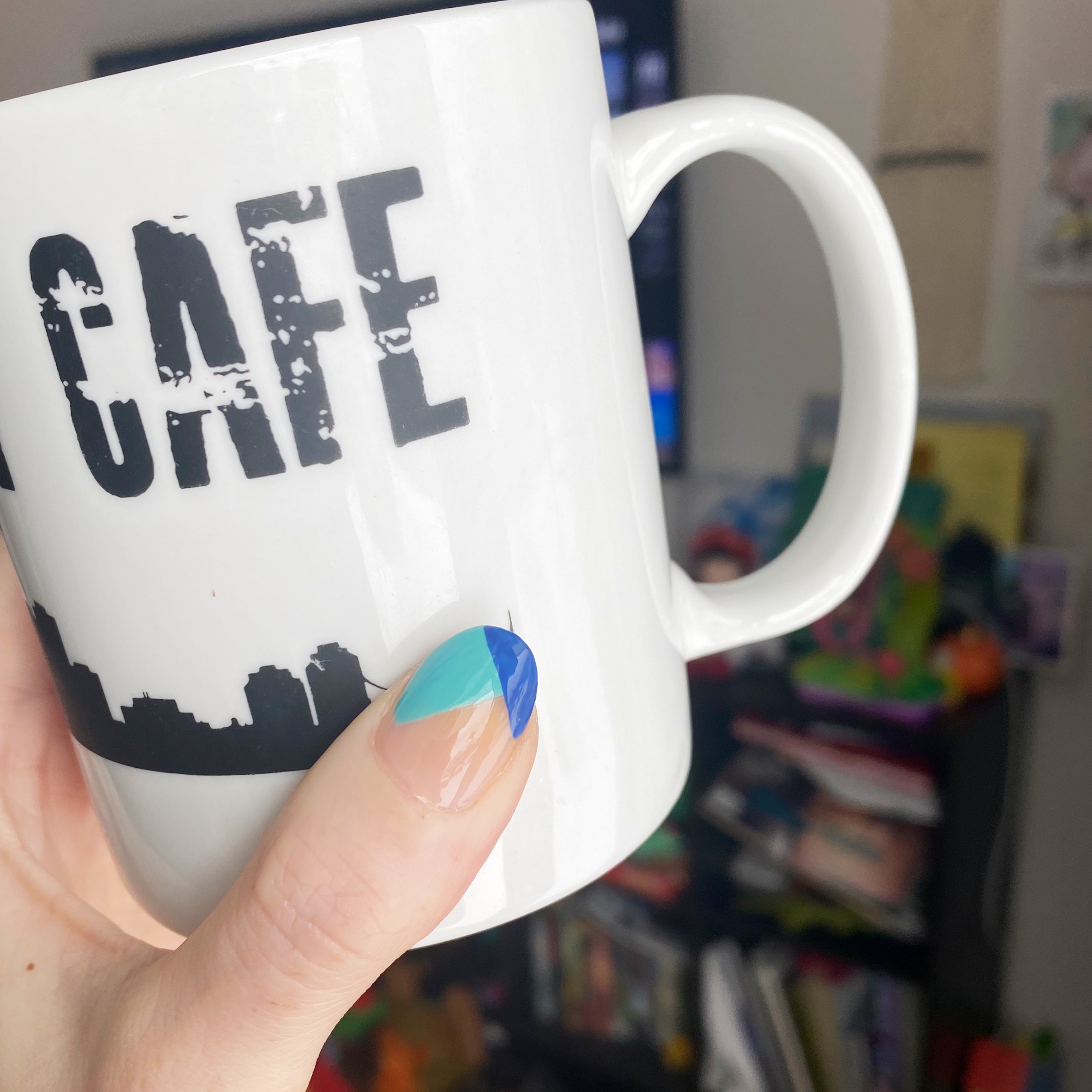 Teal & Blue Colour Block French Manicure – Coffee & Nail Polish