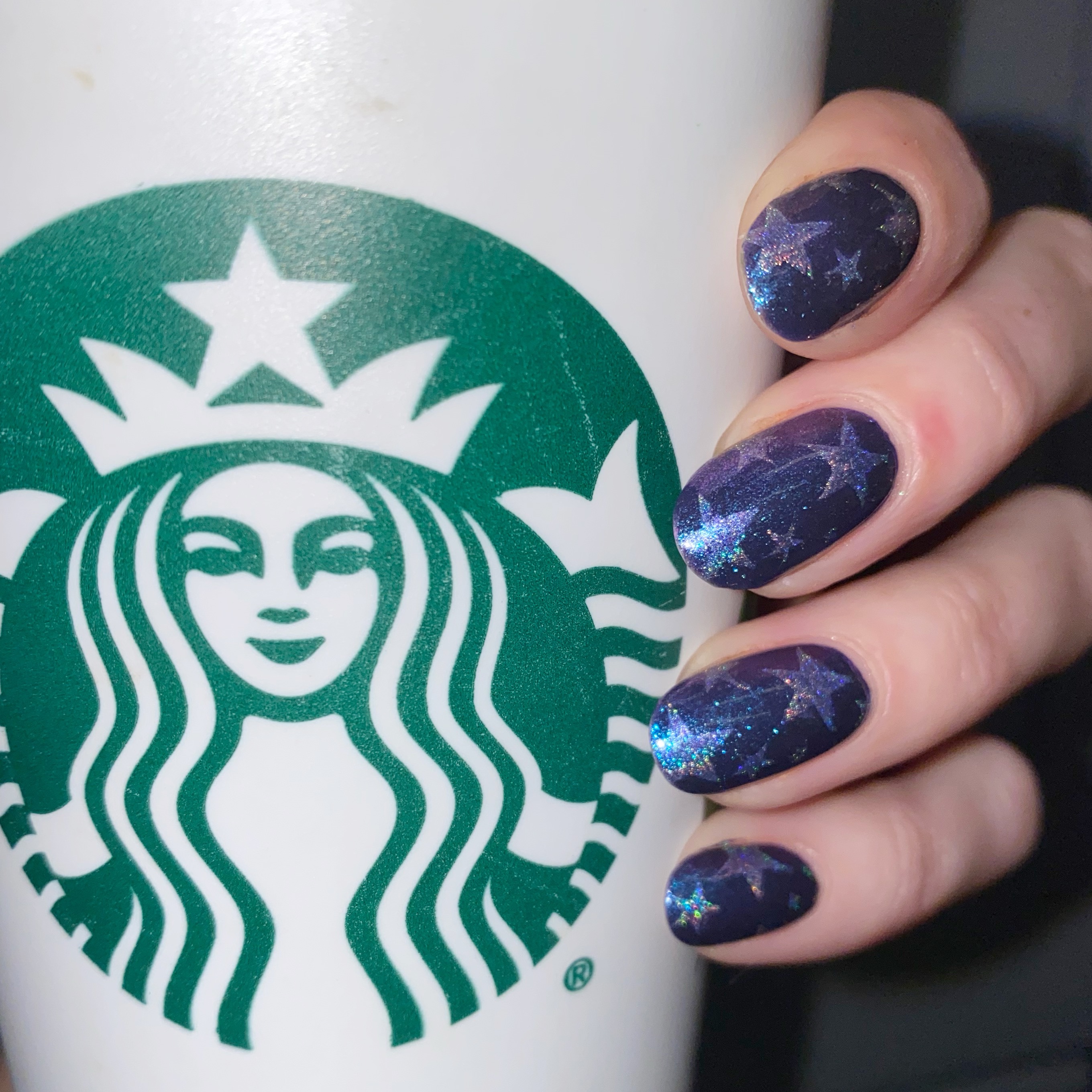 GLAM NAILS CHALLENGE AUGUST (2024) — Night Sky 🌌 – Coffee & Nail Polish