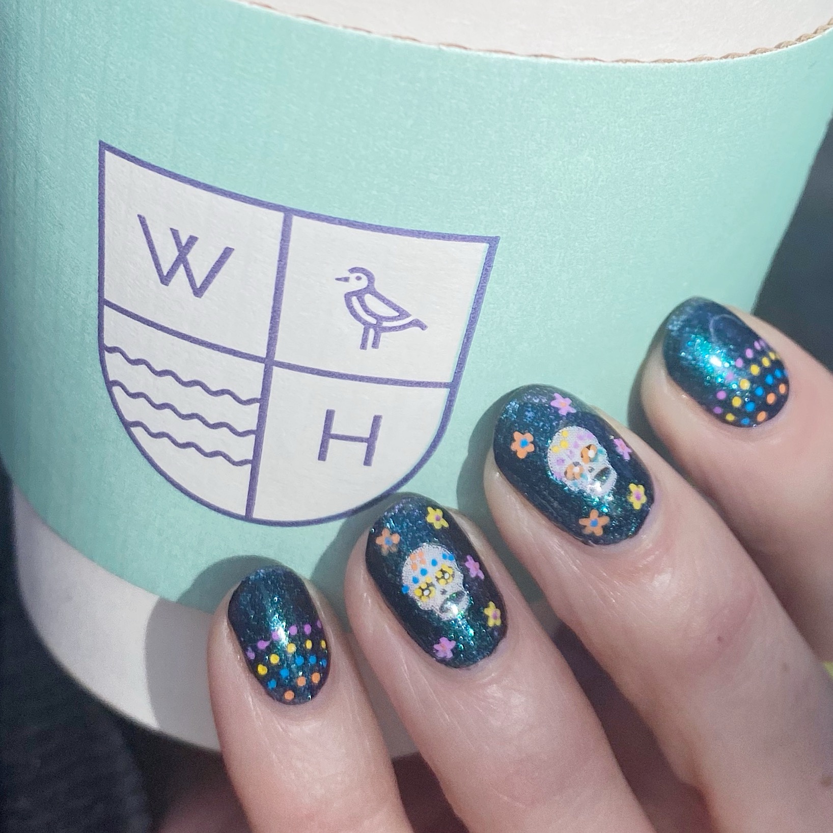 GLAM NAILS CHALLENGE OCTOBER 2025 — Sugar Skull 💀🌸 – Coffee & Nail Polish